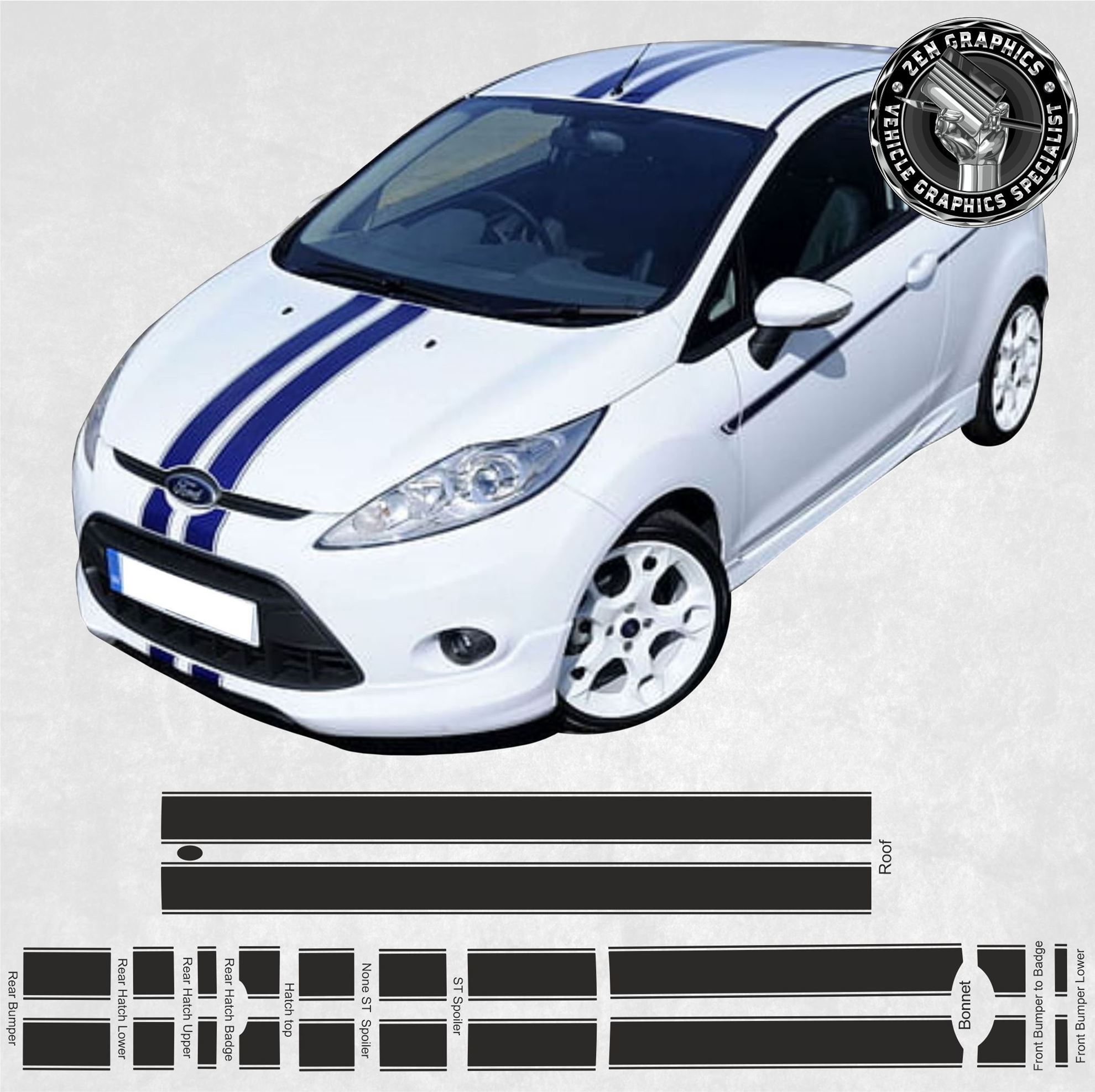 Zen Graphics - Ford Fiesta MK7 ST / ZS OTT Stripes / Stickers