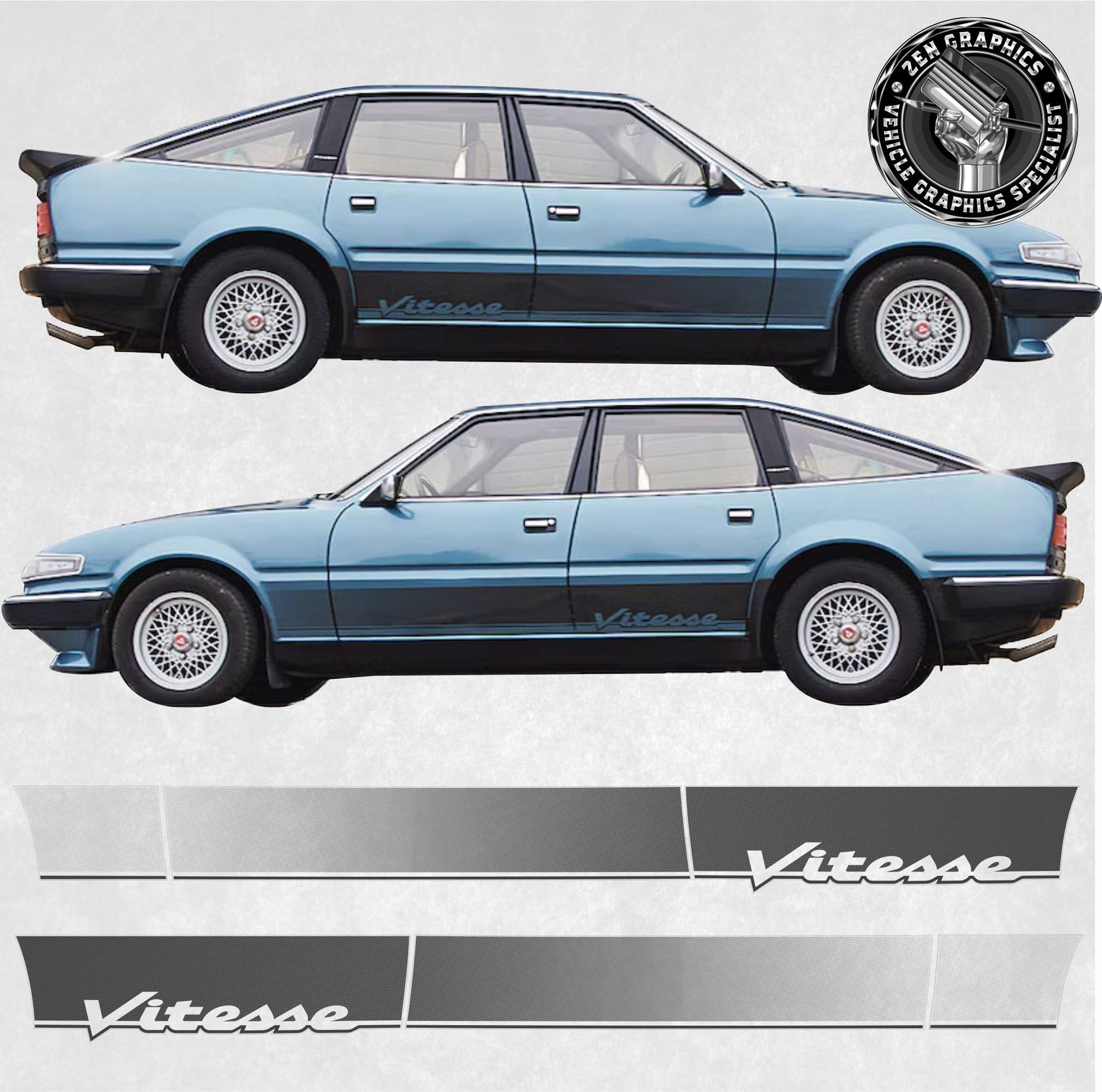 Zen Graphics - Rover SD1 Vitesse V8 replacement side Decals / Stripes