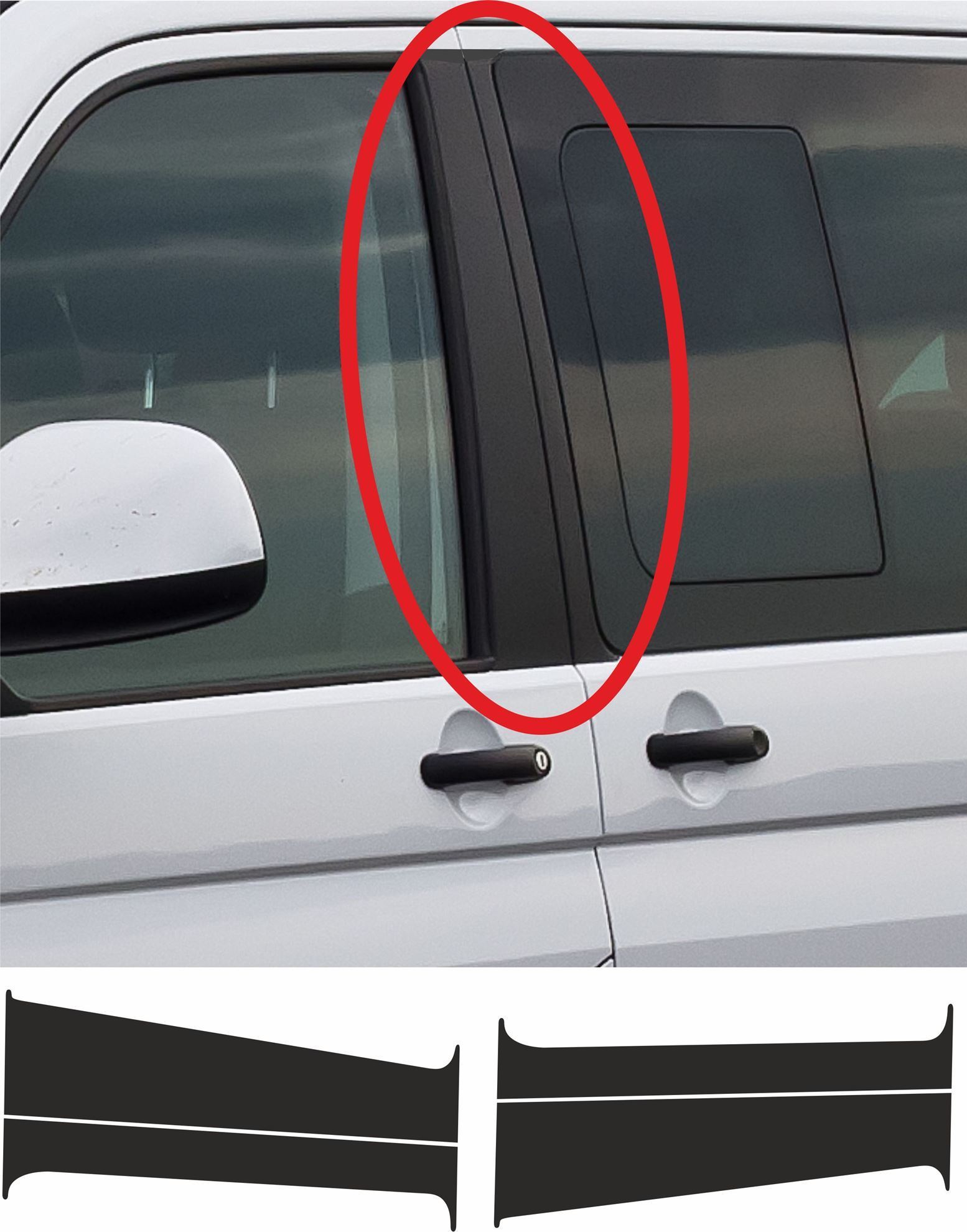 Zen Graphics - VW T5 / T6 universal side B Pillar Blackout Decals ...