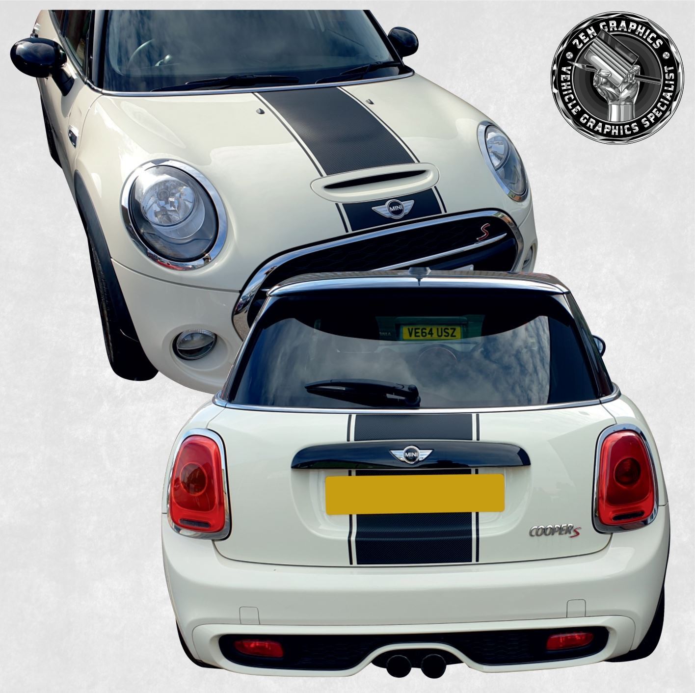 Zen Graphics - Mini F55 - 5 Door Bonnet and rear Tri Stripes Decals ...