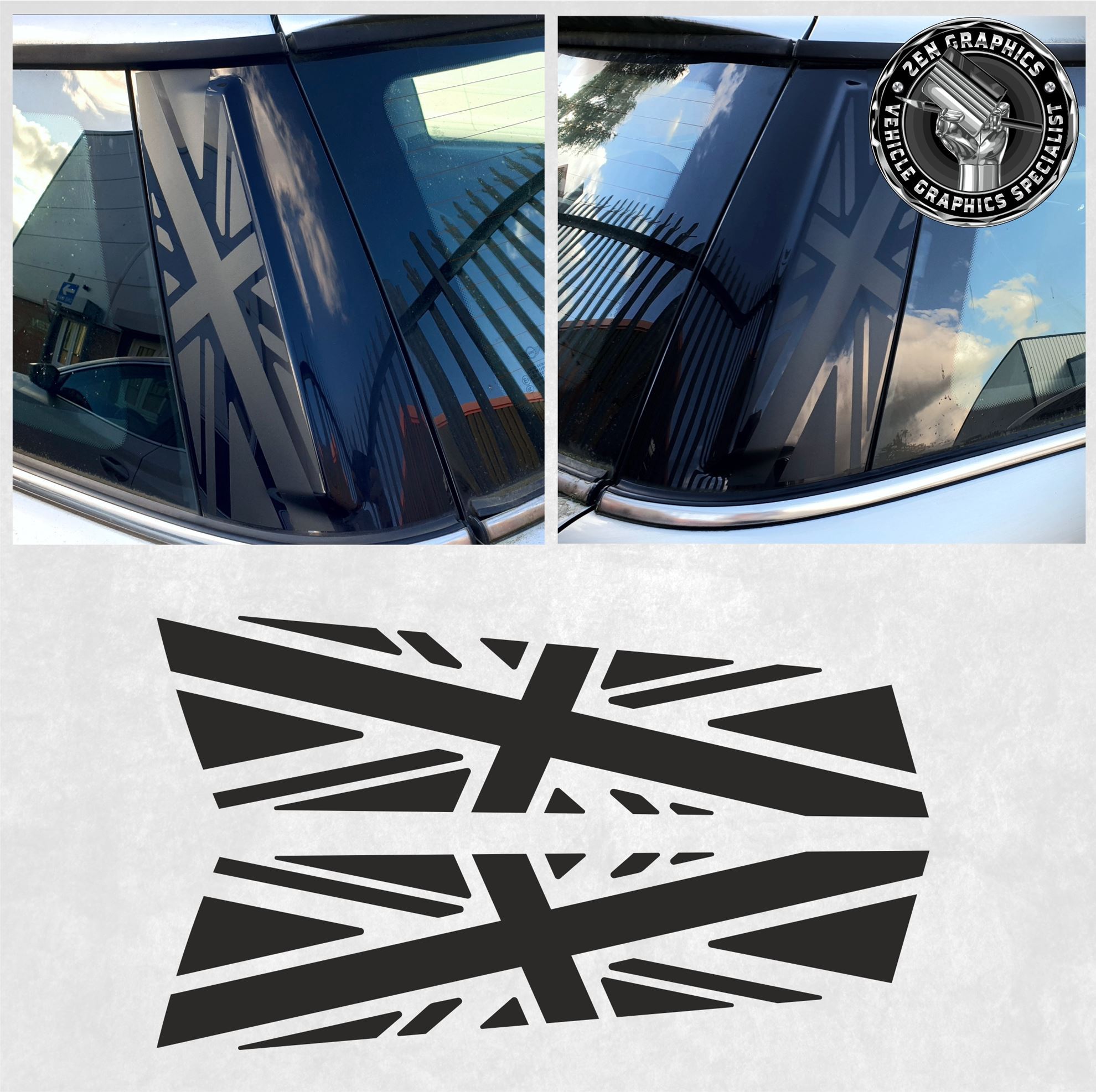 Zen Graphics - Mini R56 C Pillars Union Jack Decals / Stickers