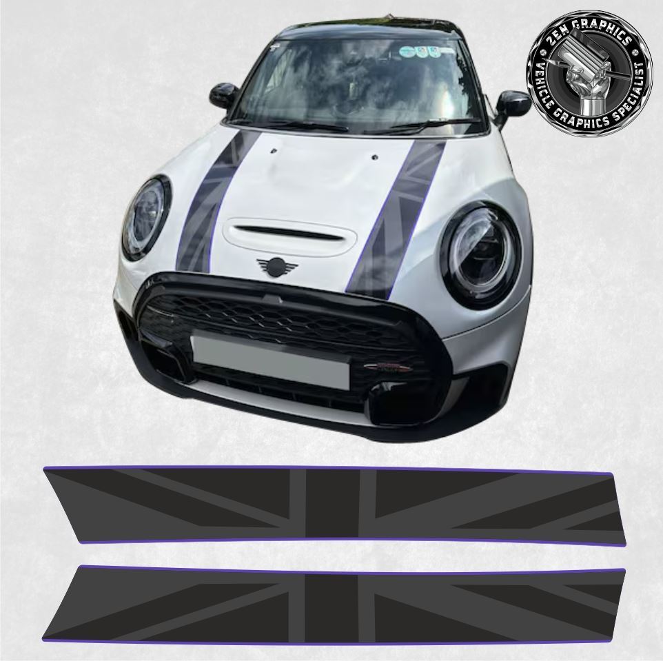 Zen Graphics - Mini F55 / F56 Cooper S / JCW Union Jack Bonnet stripes