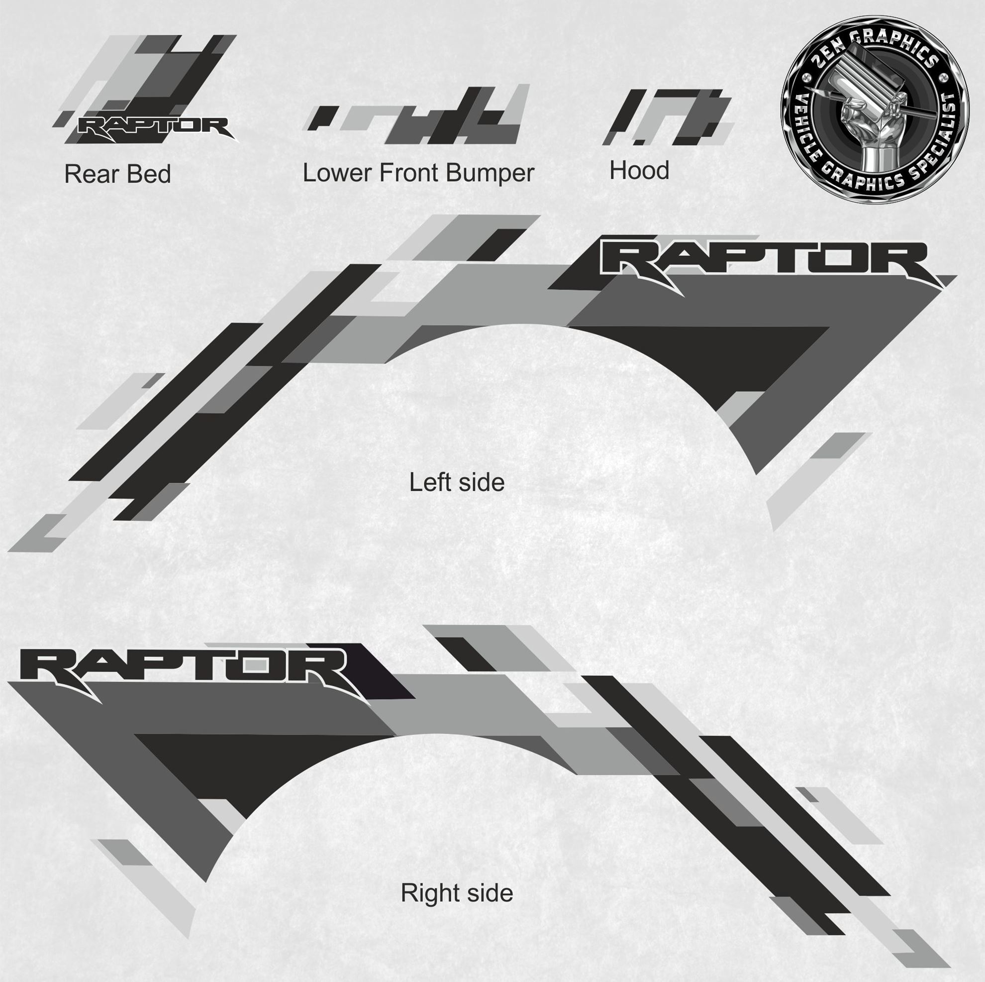 Zen Graphics - Ford Ranger Raptor Gen 2019 onwards Geometric Camo ...