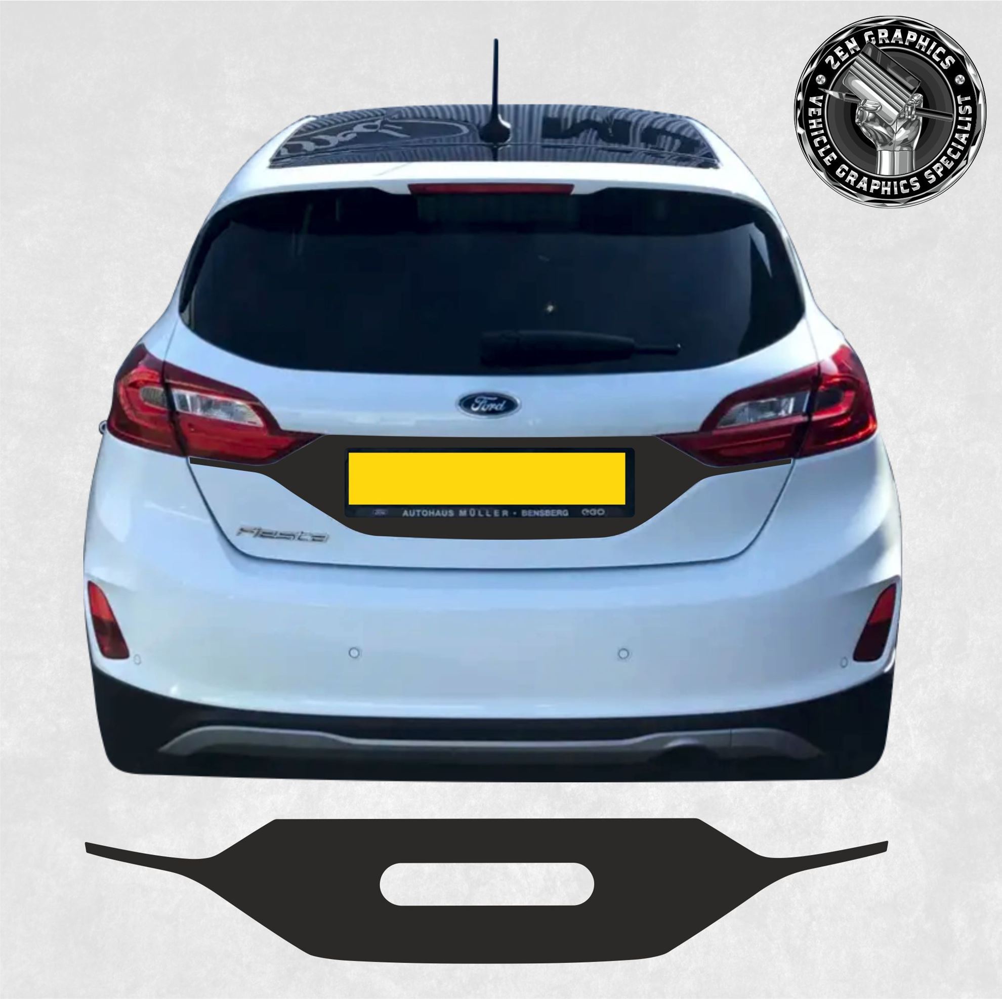 Zen Graphics - Fiesta Mk8 rear Licence Plate extended Vinyl MATTE COLOURS