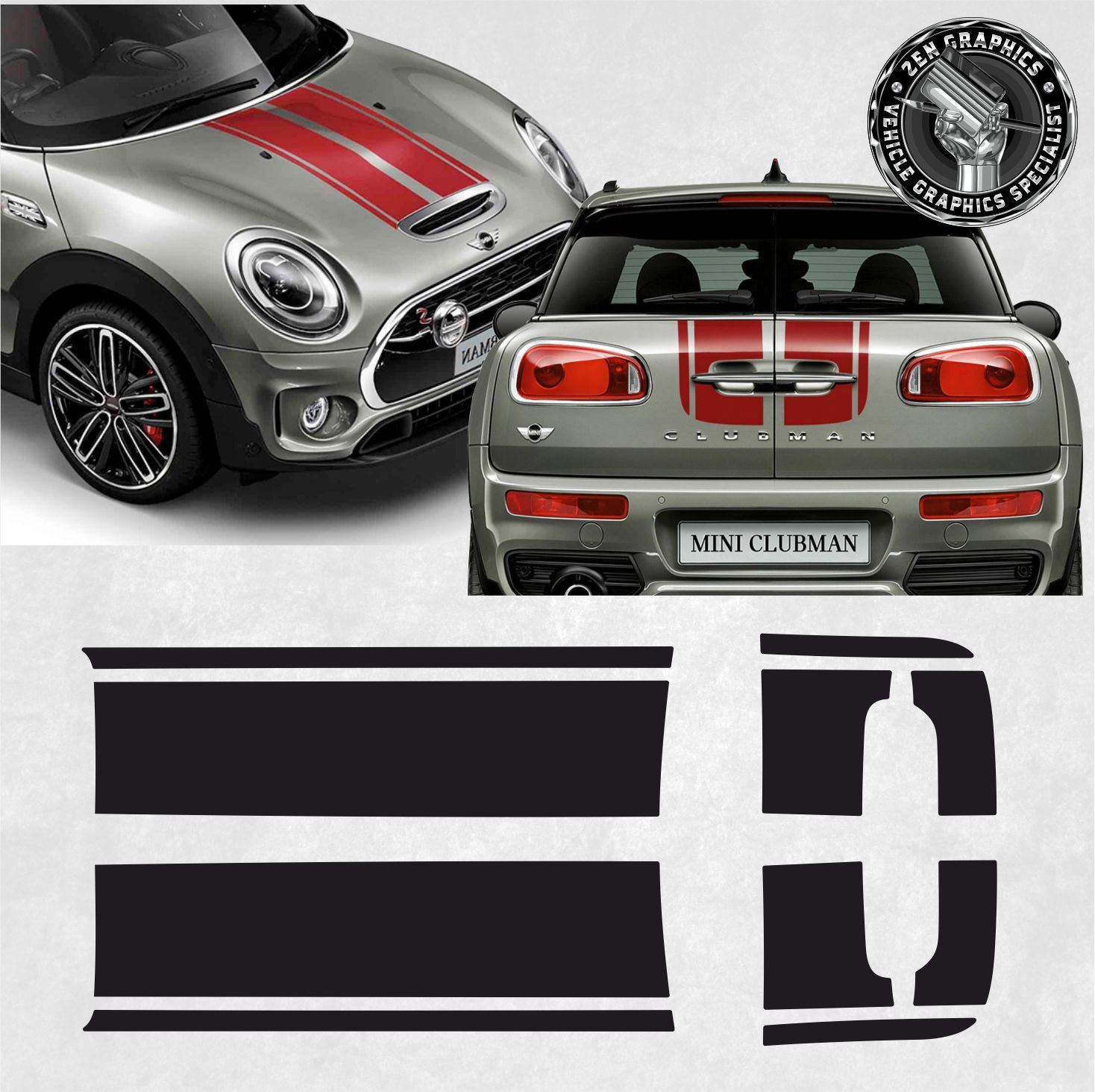 Zen Graphics - Mini F54 Clubman Cooper / Cooper S rear & Bonnet Stripes ...