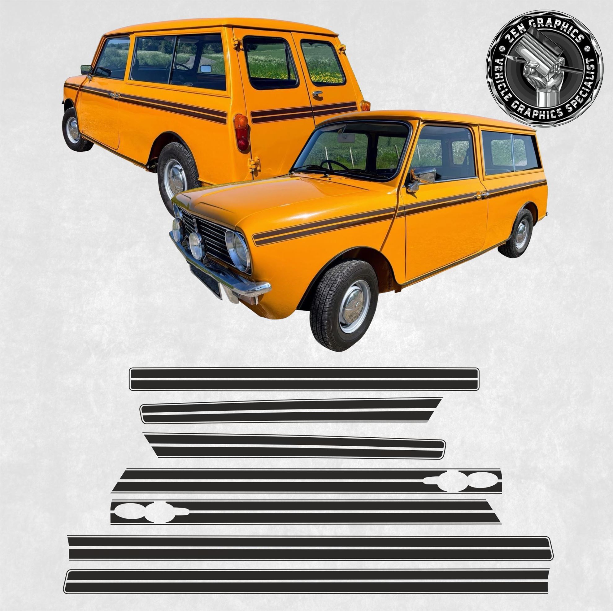 Zen Graphics - Mini Clubman Estate 1100 restoration Stripes