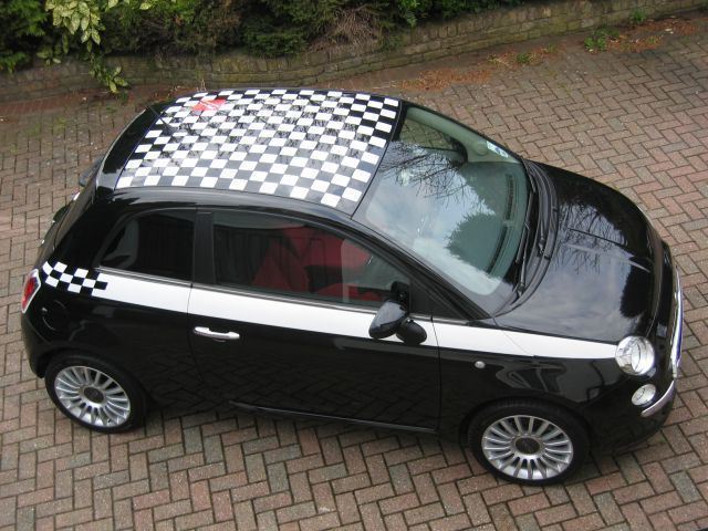 Zen Graphics - Fiat 500 Tetto A Scacchi Con Numero 500 Roof Decals ...