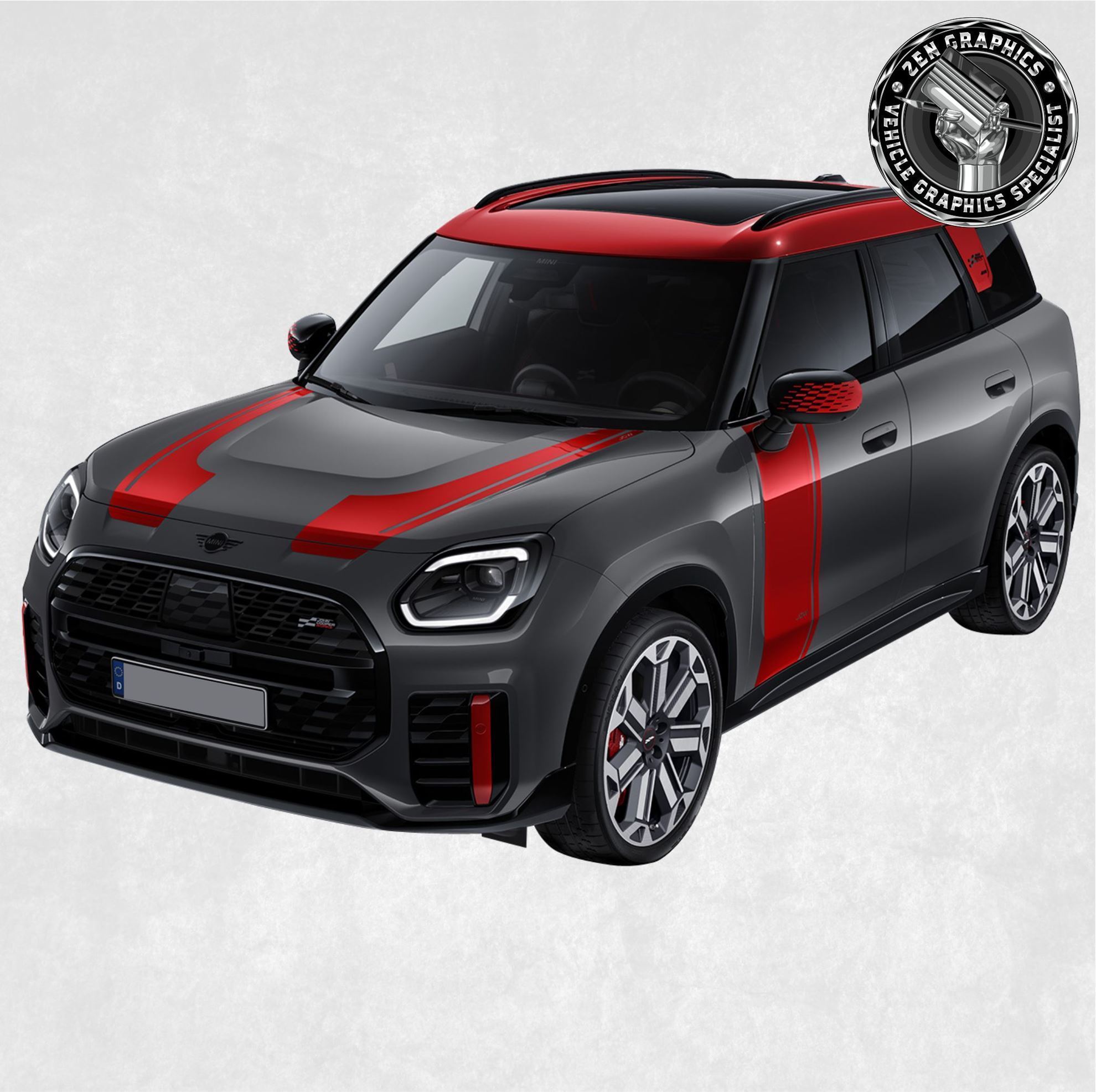 Zen Graphics - Mini U25 Countryman JCW Bonnet Stripes / Stickers