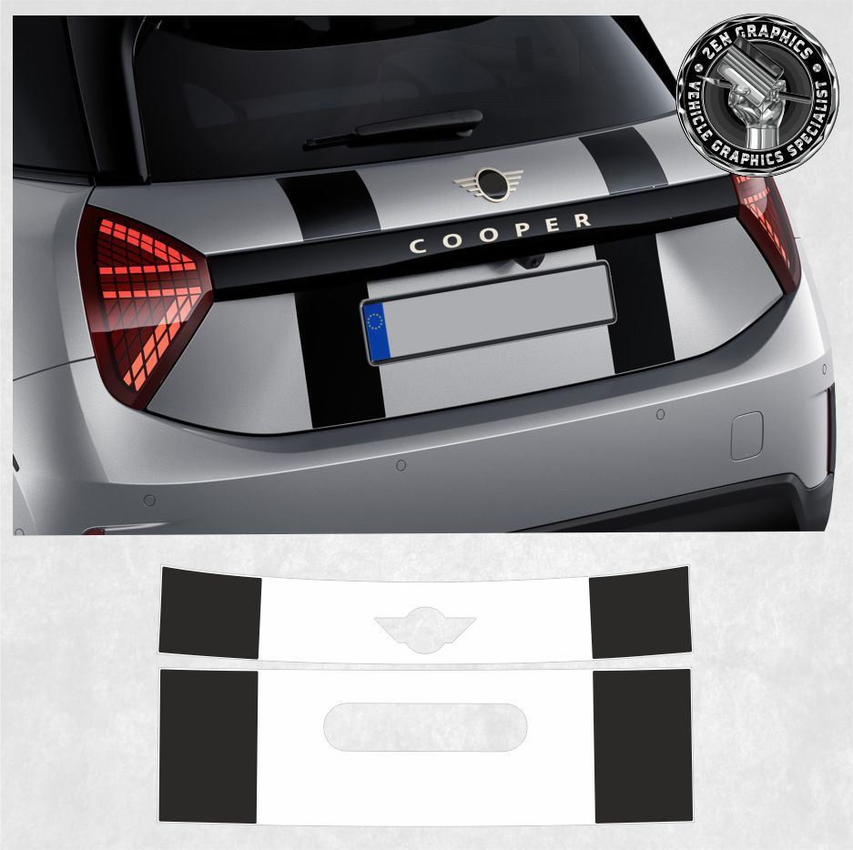 Zen Graphics - Mini Heritage Cooper Electric j01 rear Hatch Stripes ...