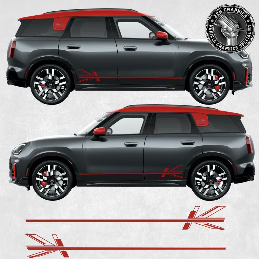 Zen Graphics - Mini U25 Countryman Modern Union Jack side Stripes ...