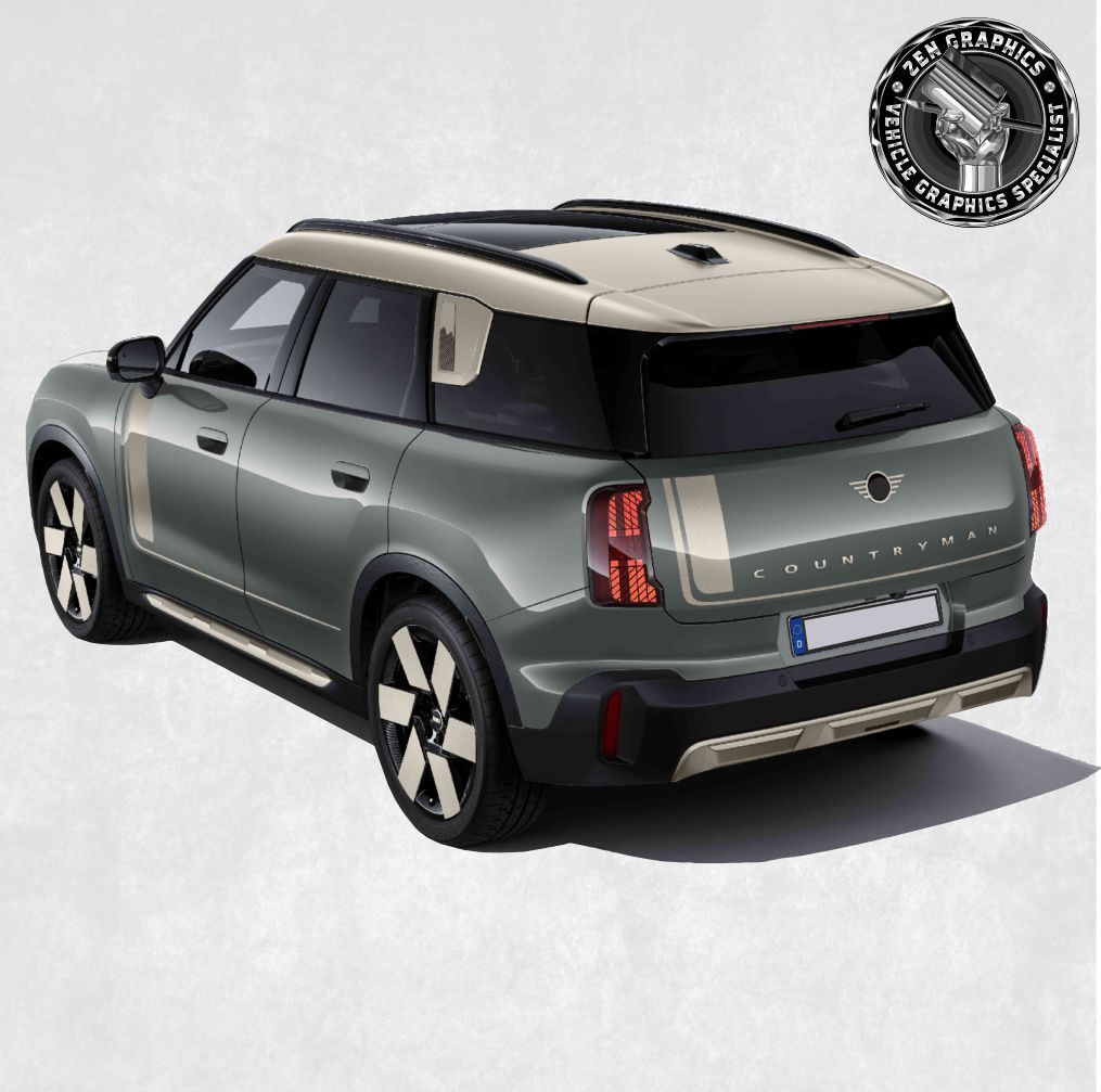 Zen Graphics - Mini U25 Countryman Favoured rear Hatch Stripes / Stickers