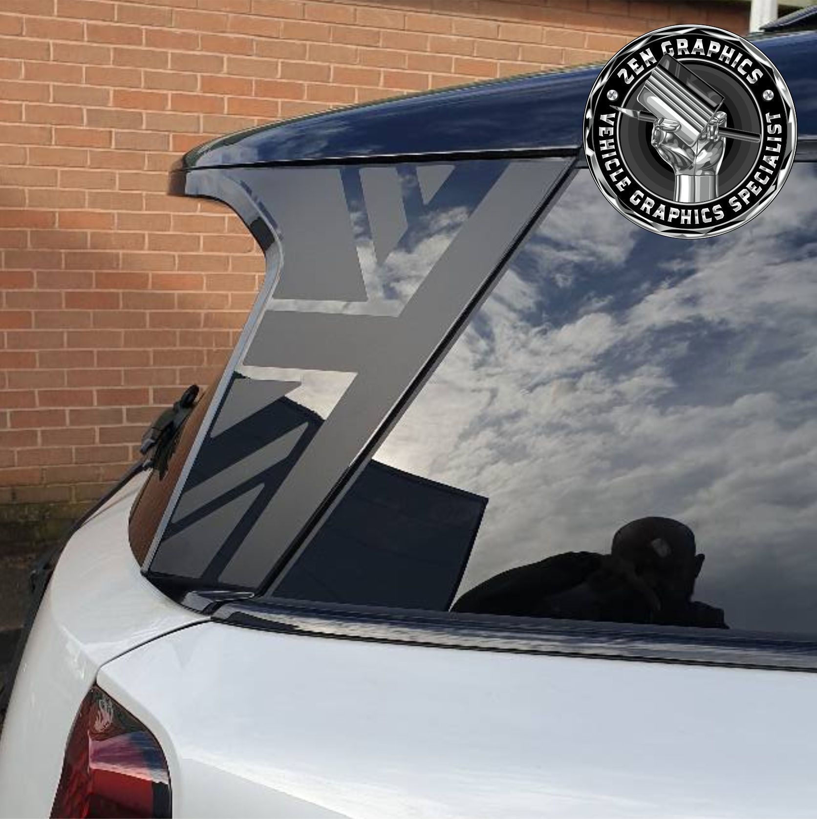 Zen Graphics - Mini U25 Countryman C Pillar Black Jack Decals / Stickers