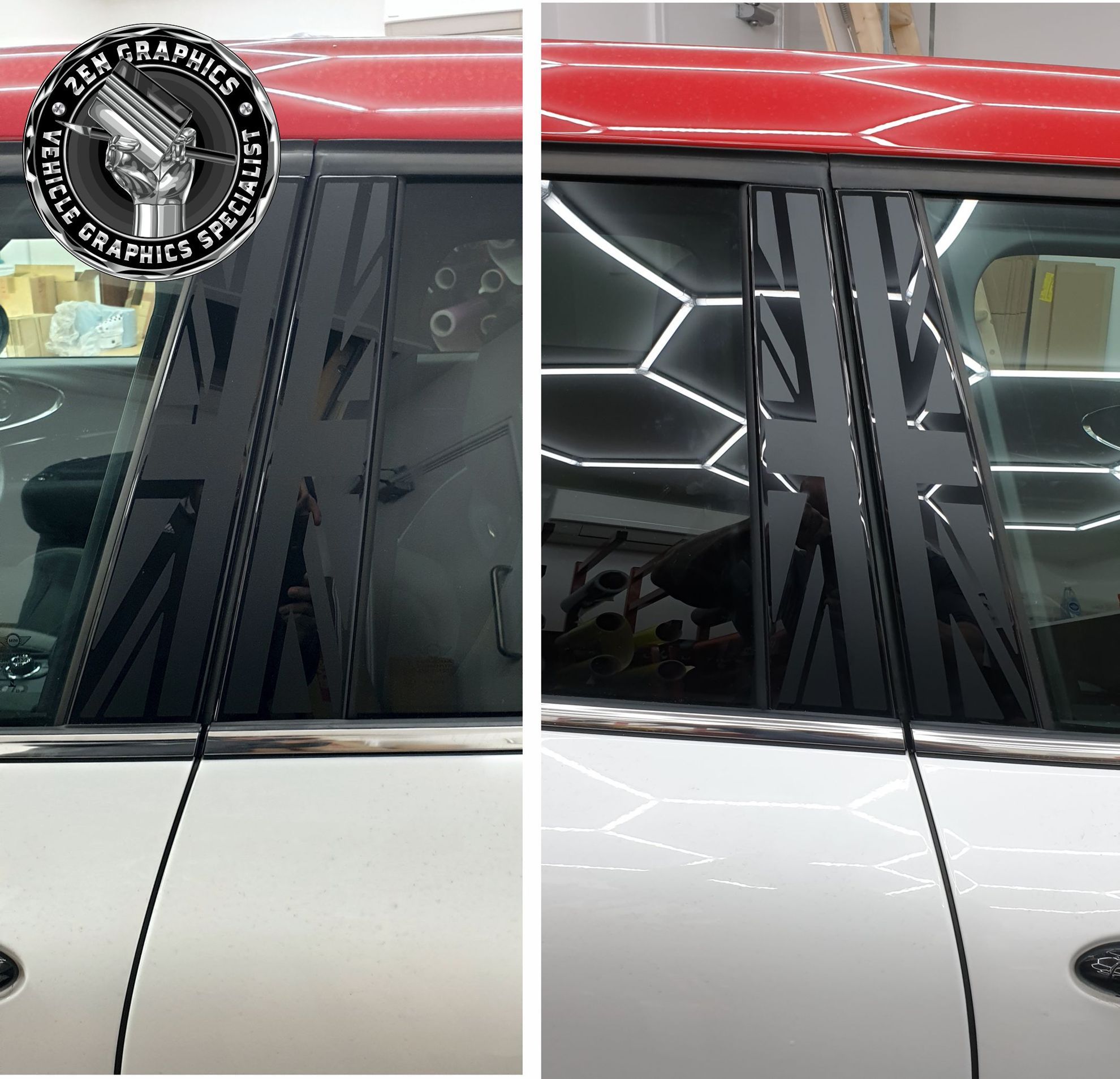 Zen Graphics - Mini F54 Clubman B Pillar Union Jacks Decals / Stickers