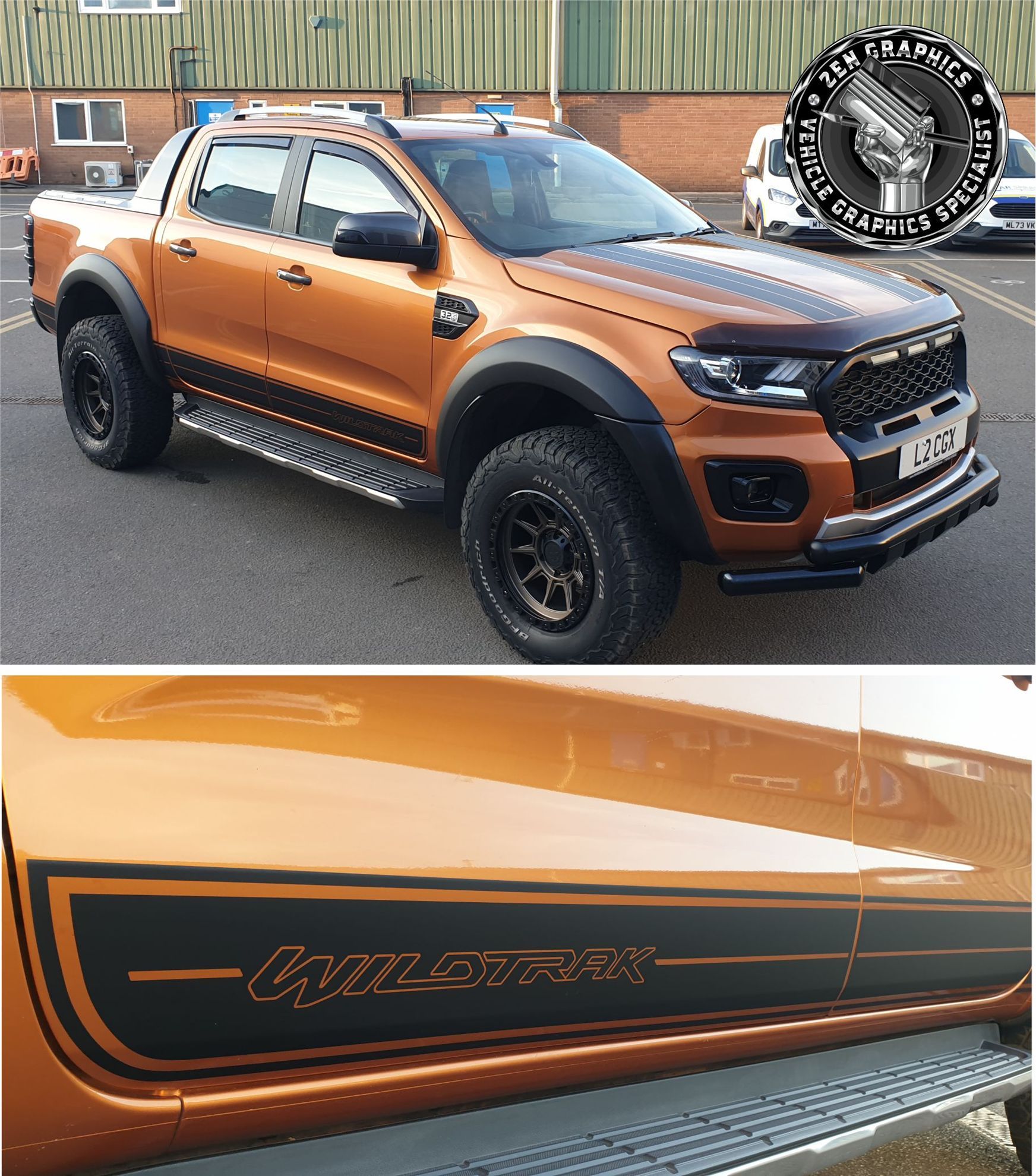 Zen Graphics - Ford Ranger Wildtrak side and Bonnet Stripes / Stickers
