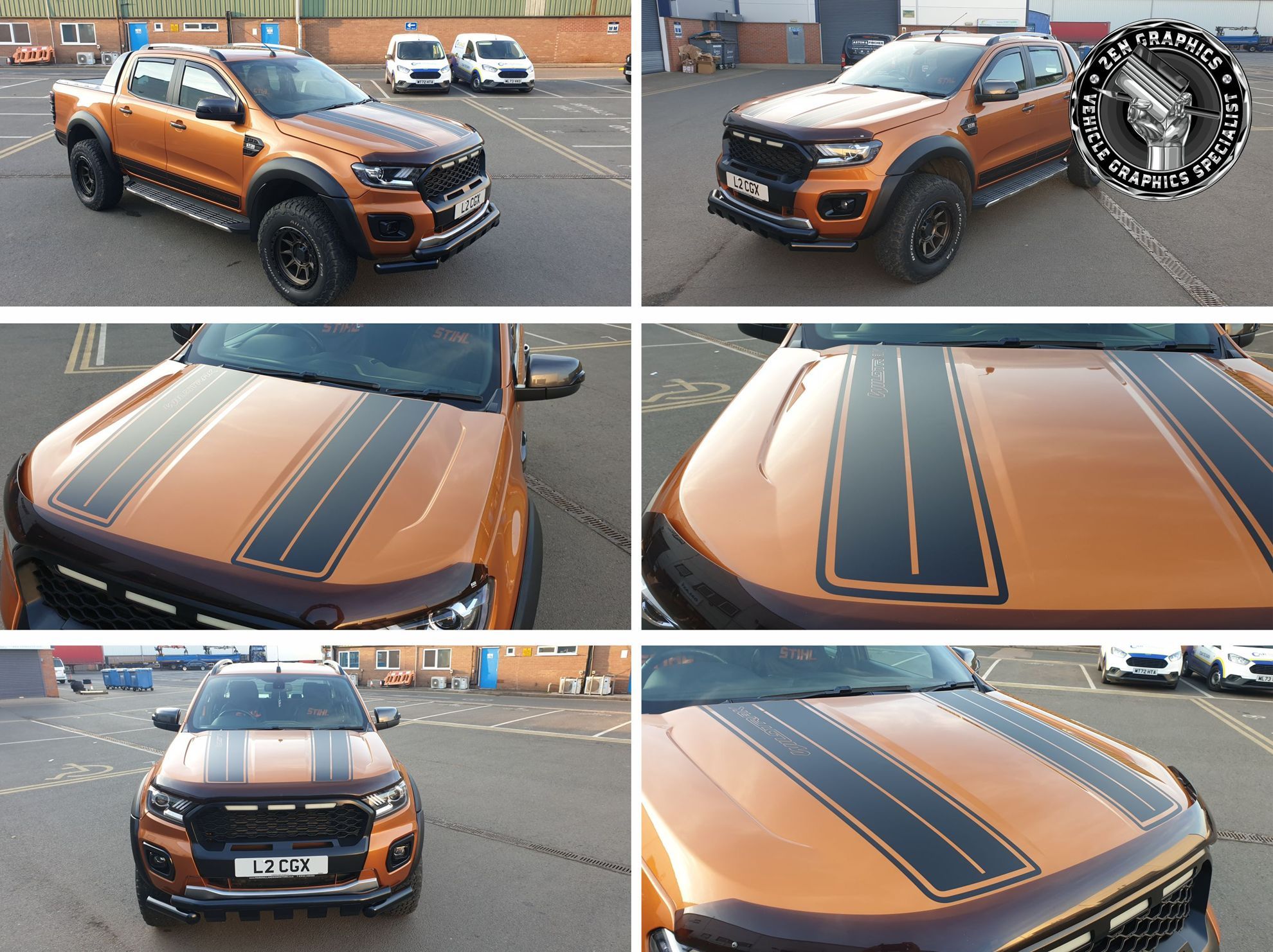 Zen Graphics - Ford Ranger Wildtrak side and Bonnet Stripes / Stickers