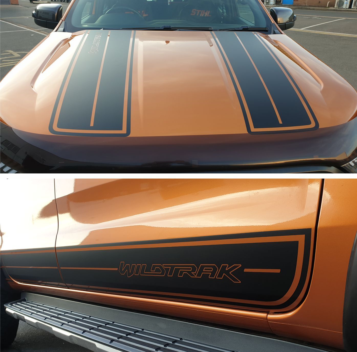 Zen Graphics - Ford Ranger Wildtrak side and Bonnet Stripes / Stickers