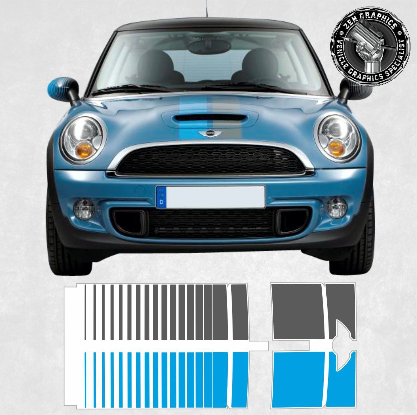 Zen Graphics - Mini Cooper R56 LCi Bayswater replacement Bonnet Stripes ...