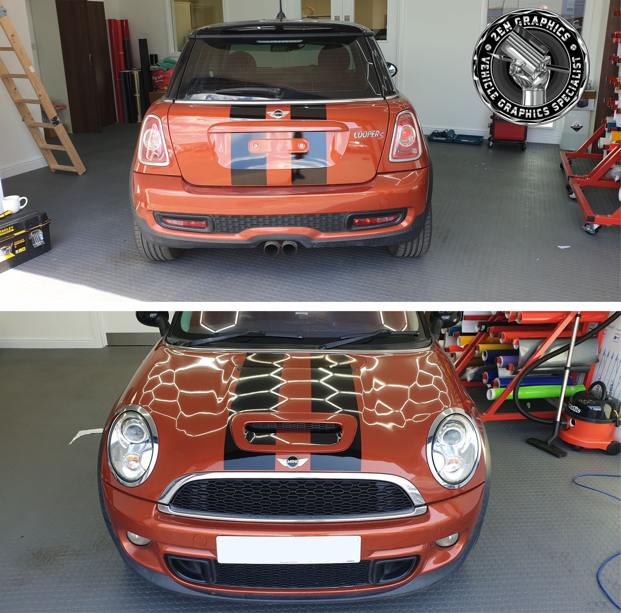 Zen Graphics - Mini R56 LCi Cooper S Dual Sport Bonnet and rear Stripes