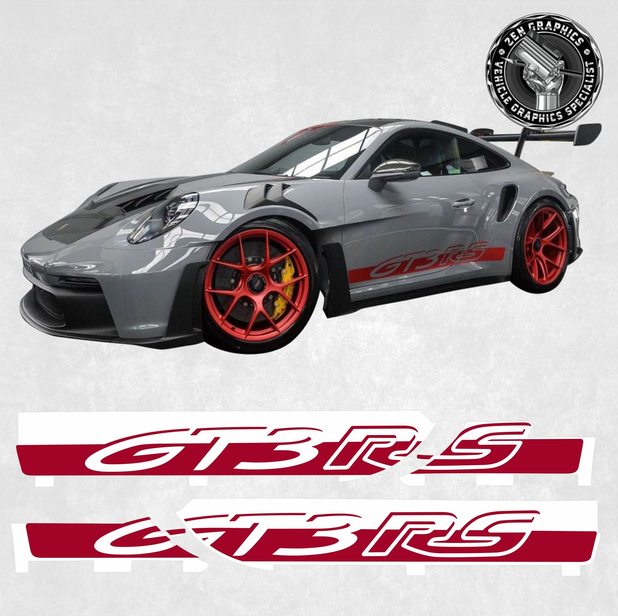 Zen Graphics - 992 GT3 RS side Stripes Matte Red Factory Replica Colour