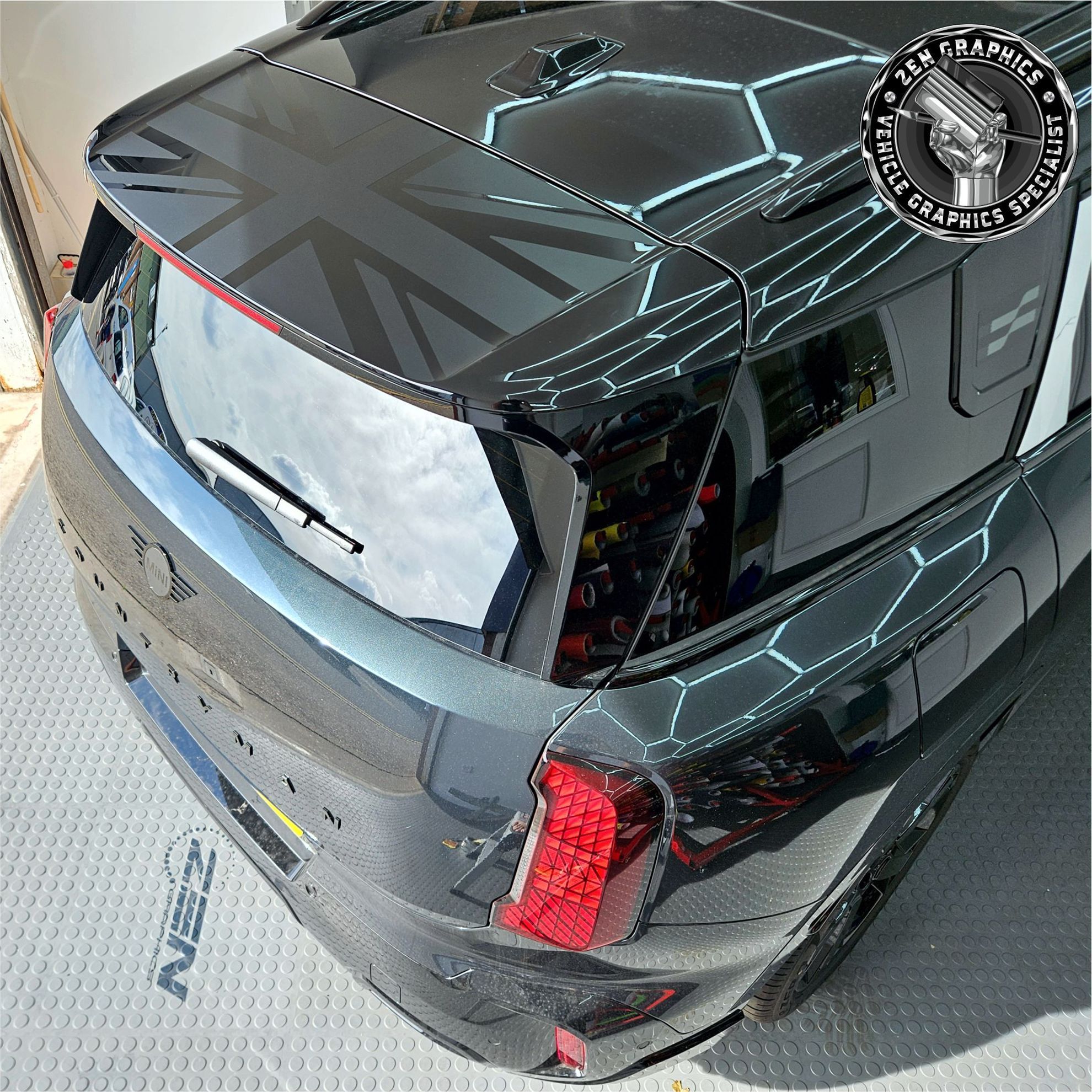 Zen Graphics - Mini U25 Countryman rear Spoiler Black Jack Decals ...