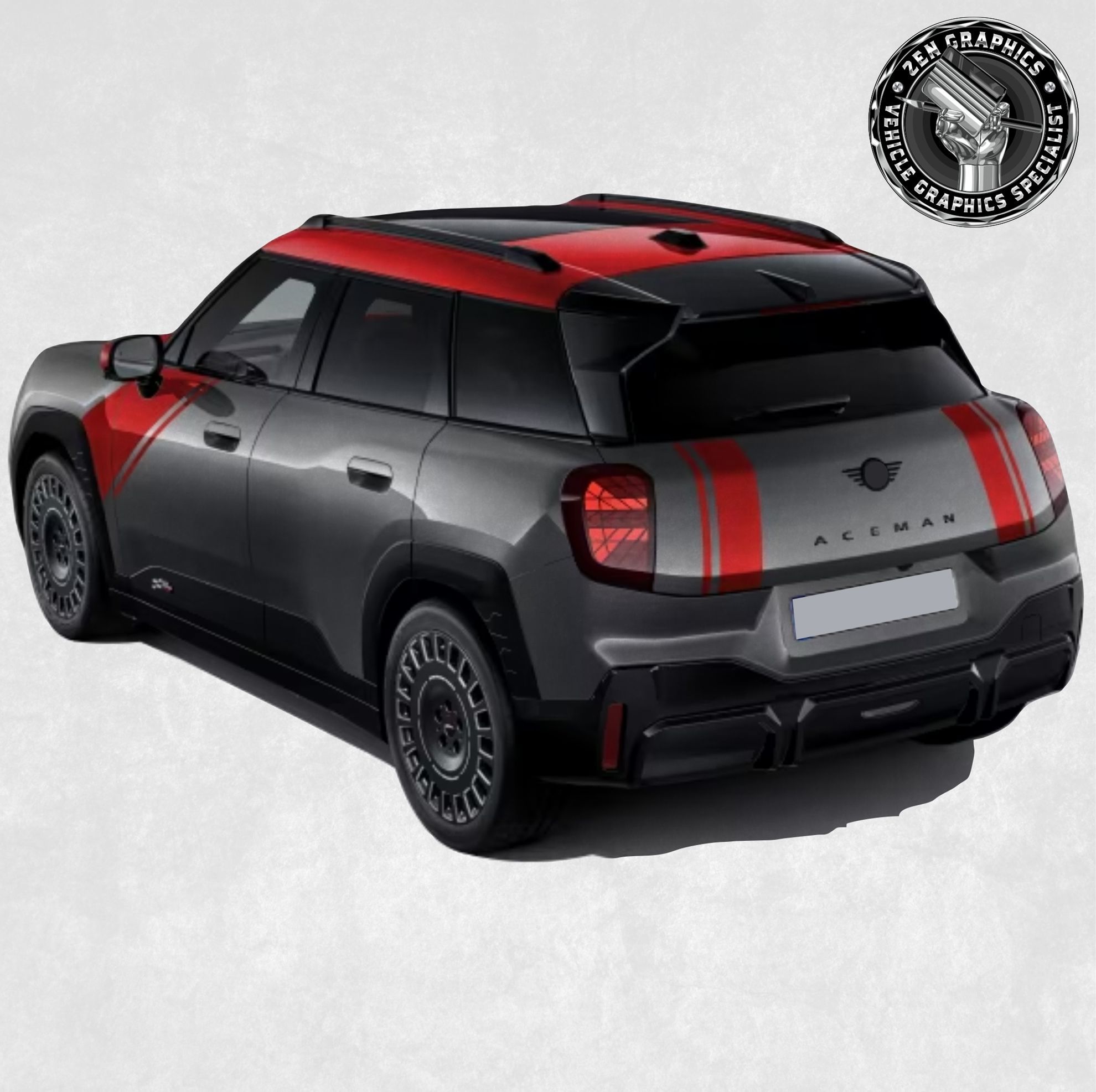 Zen Graphics - Mini J05 Aceman JCW rear Hatch Stripes / Stickers