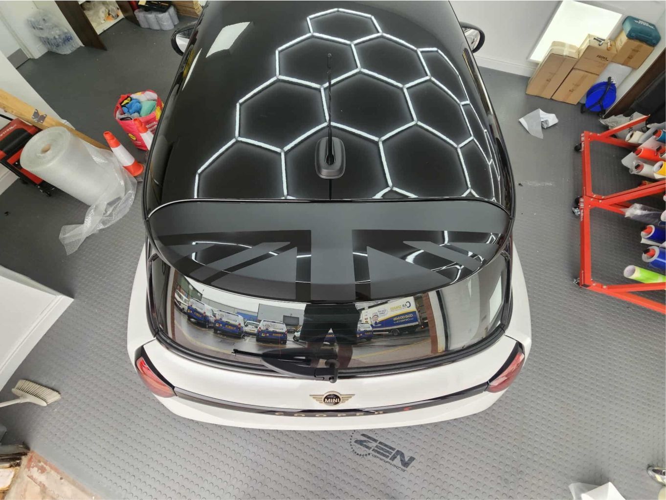 Zen Graphics - Mini F66 rear Spoiler Black Jack Decals / Stickers
