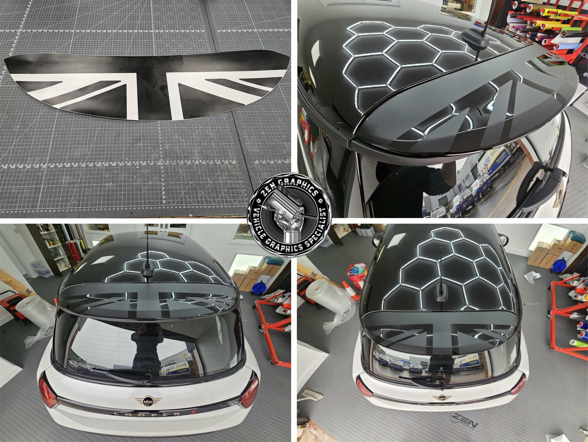 Zen Graphics - Mini F66 rear Spoiler Black Jack Decals / Stickers