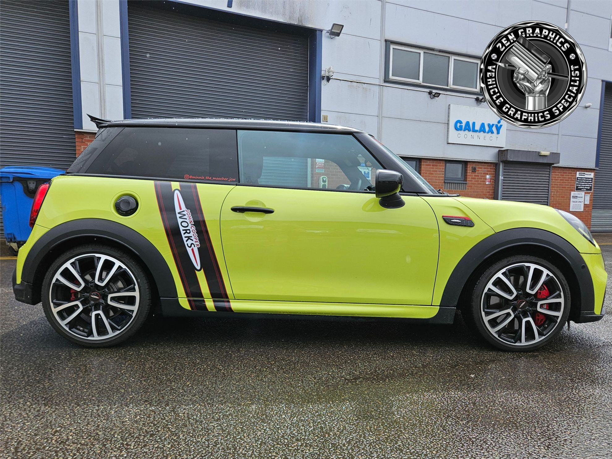 Zen Graphics - Mini F55 / F56 JCW Chili Red and Black Virtical side Stripes