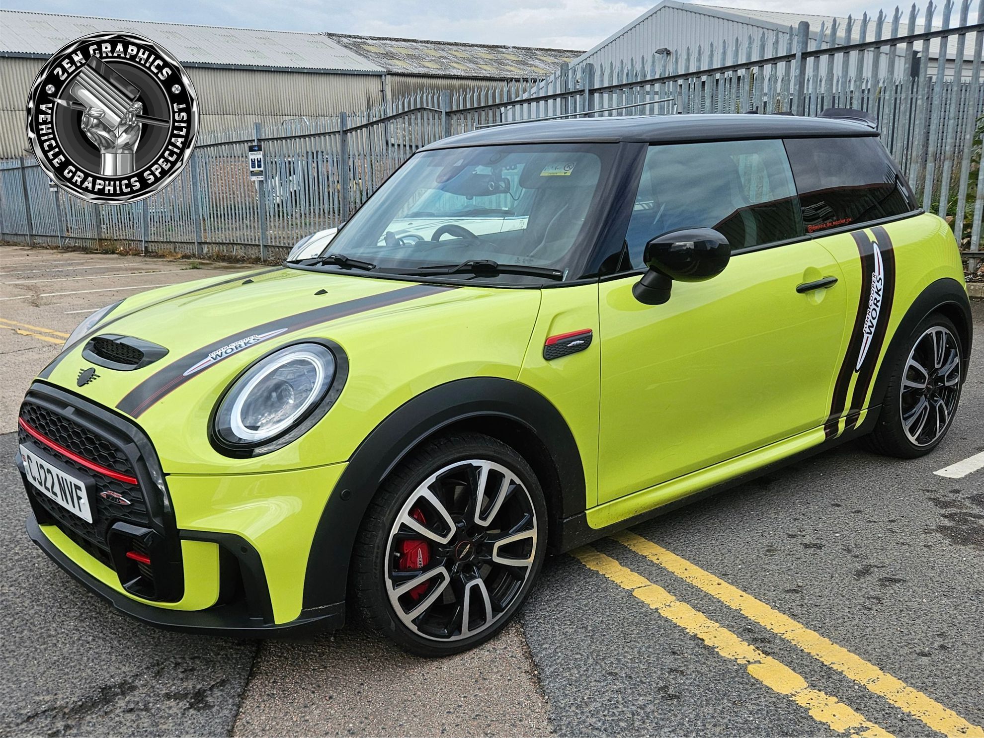 Zen Graphics - Mini F55 / F56 JCW Chili Red and Black Virtical side Stripes
