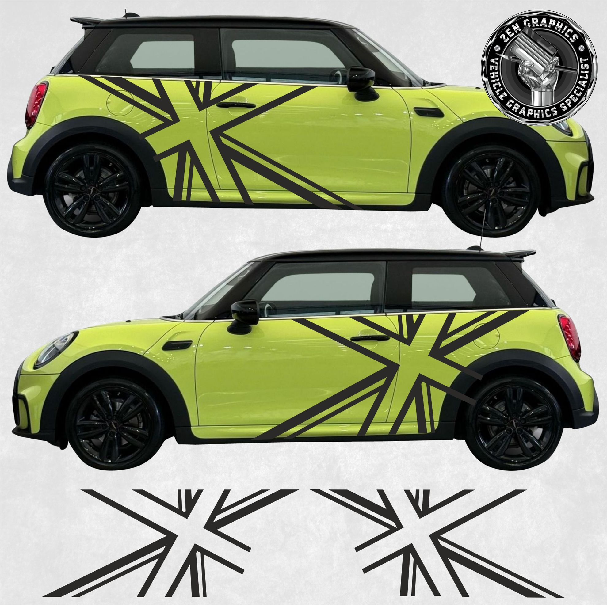 Zen Graphics - Mini F56 3 Door / F57 Soft Top Union Jack side Decals ...