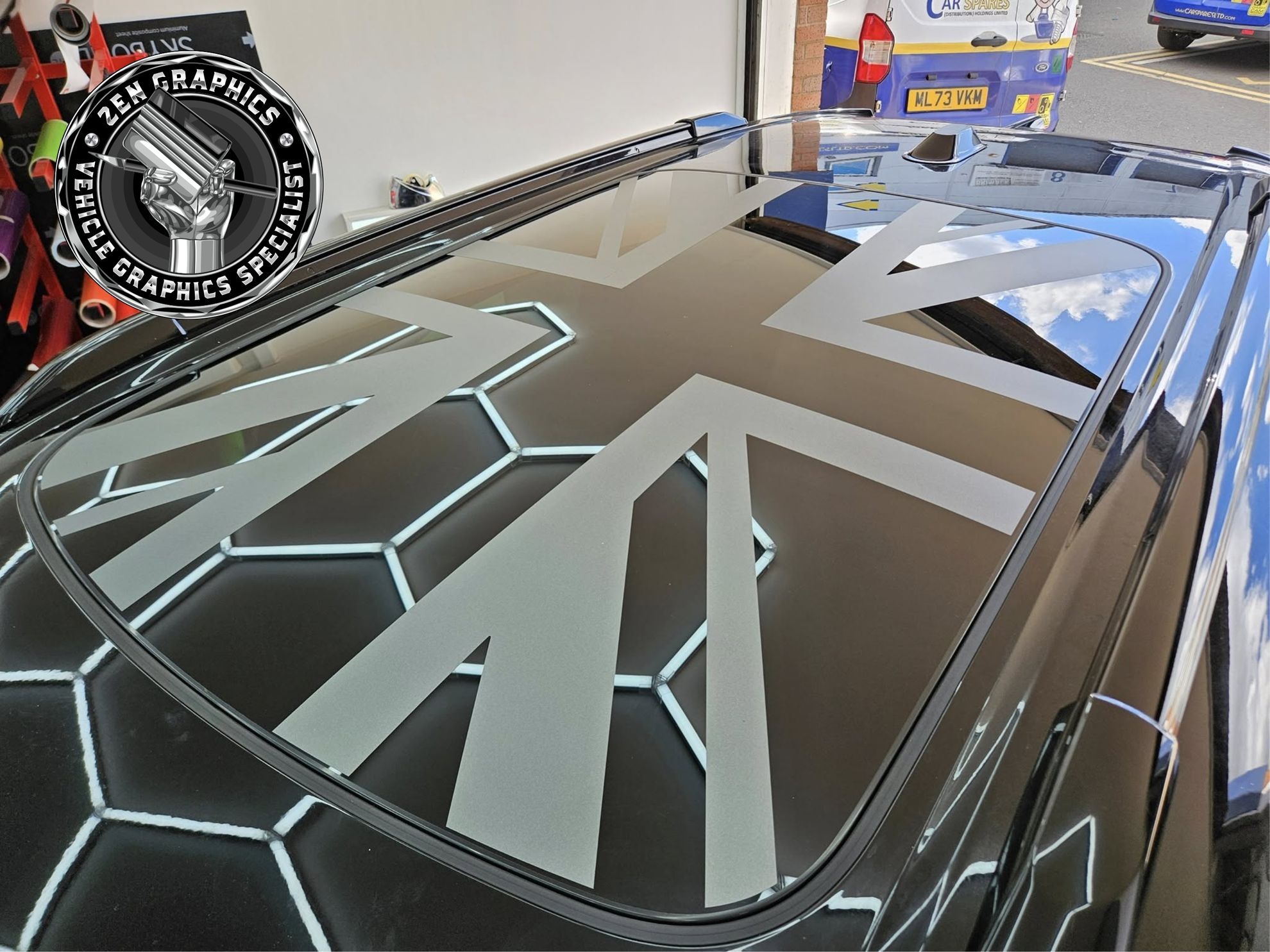 Zen Graphics - Mini J05 Aceman Panoramic Roof Night Jack Decals / Stickers