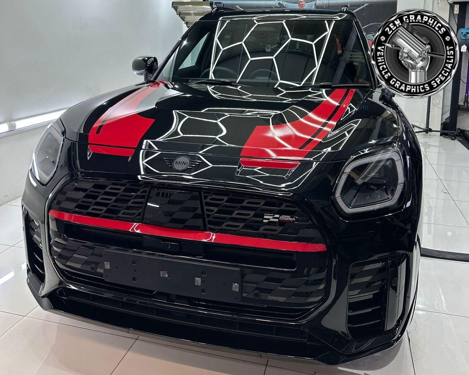 Zen Graphics - Mini U25 Countryman JCW Bonnet Stripes / Stickers