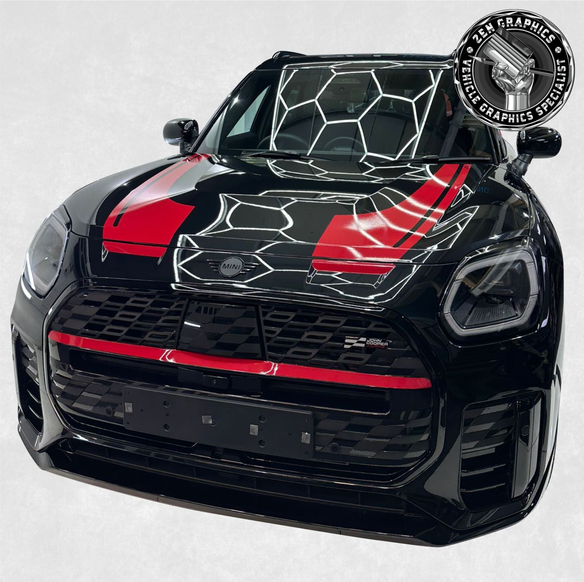 Zen Graphics - Mini U25 Countryman JCW Bonnet Stripes / Stickers