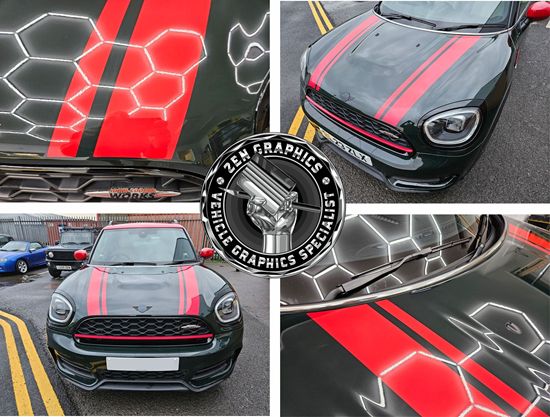 Zen Graphics - Mini F60 Countryman ALL4 JCW Chili Red Bonnet Dual Stripes